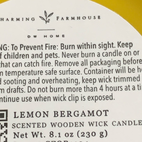 DW Home | Accents | Dw Home Candle Lemon Bergamot Wood Wick 8 Oz New ...
